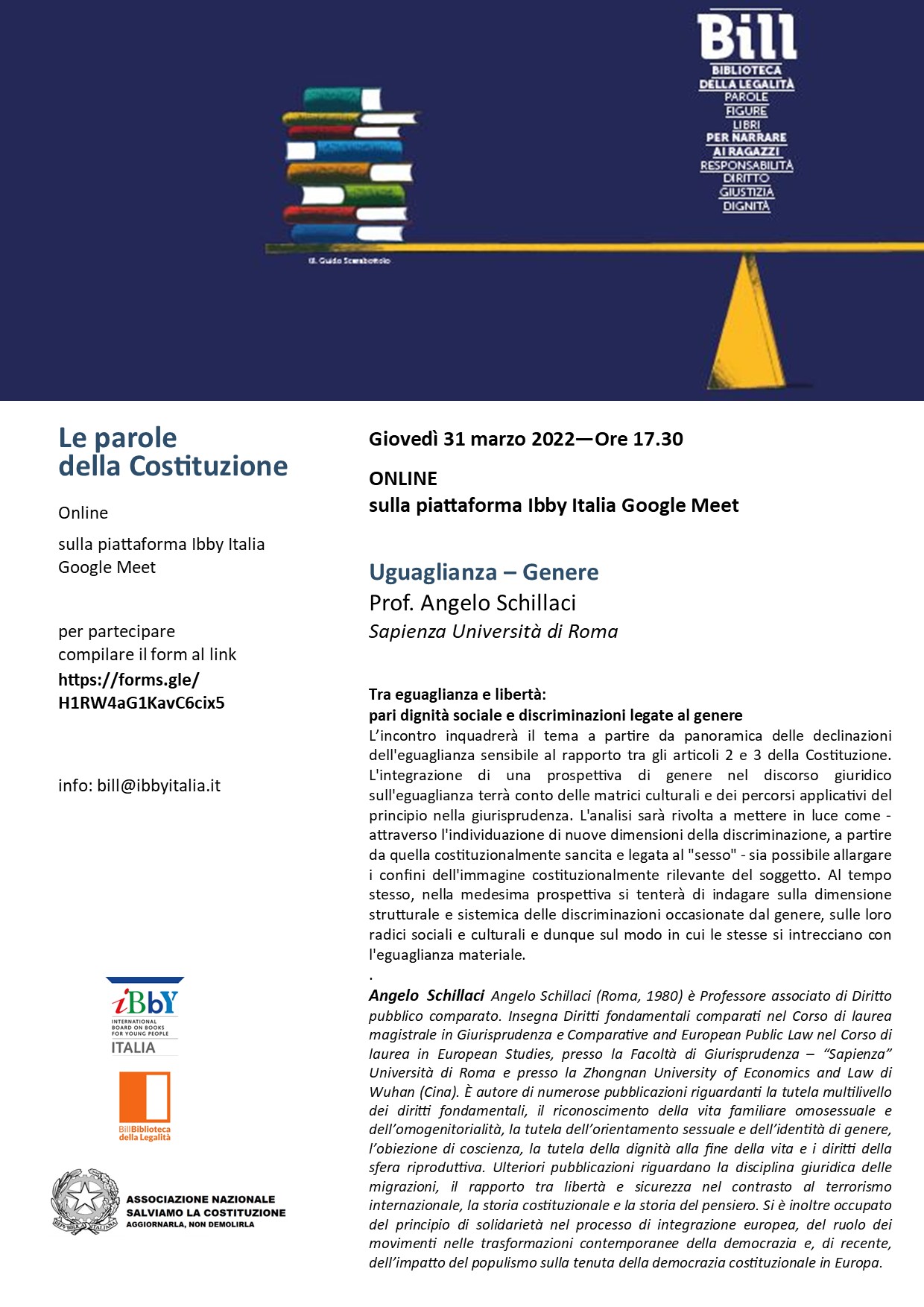 Le parole della Costituzione: Uguaglianza, Genere (Angelo Schillaci ...